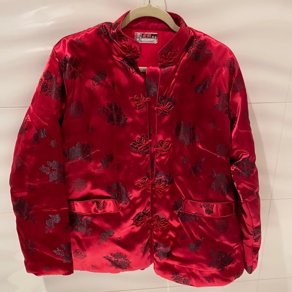 Jackets & Coats | Vintage Chinese Satin Jacket Red | Poshmark